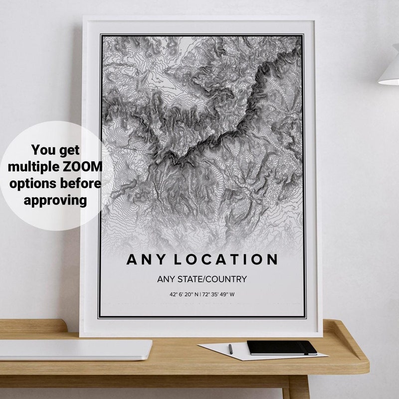 Topographical Map - Etsy