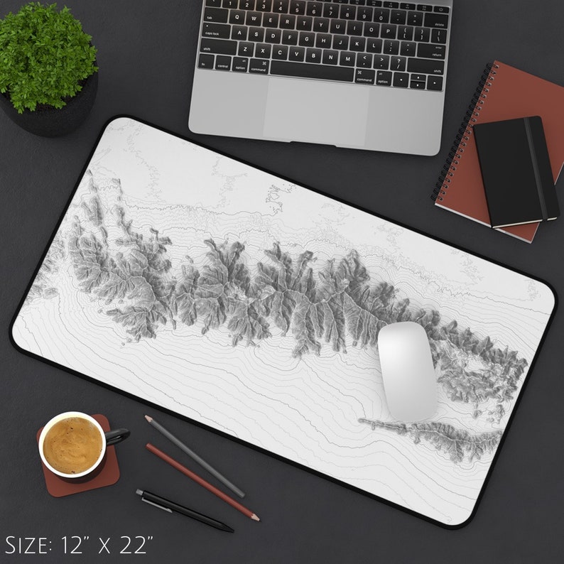 Custom Topographic Desk Mat Mouse Pad for Any Location in the World ...
