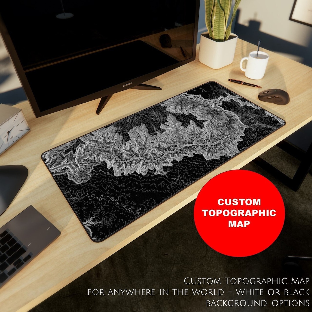 Custom Topographic Desk Mat Mouse Pad for Any Location in the World ...