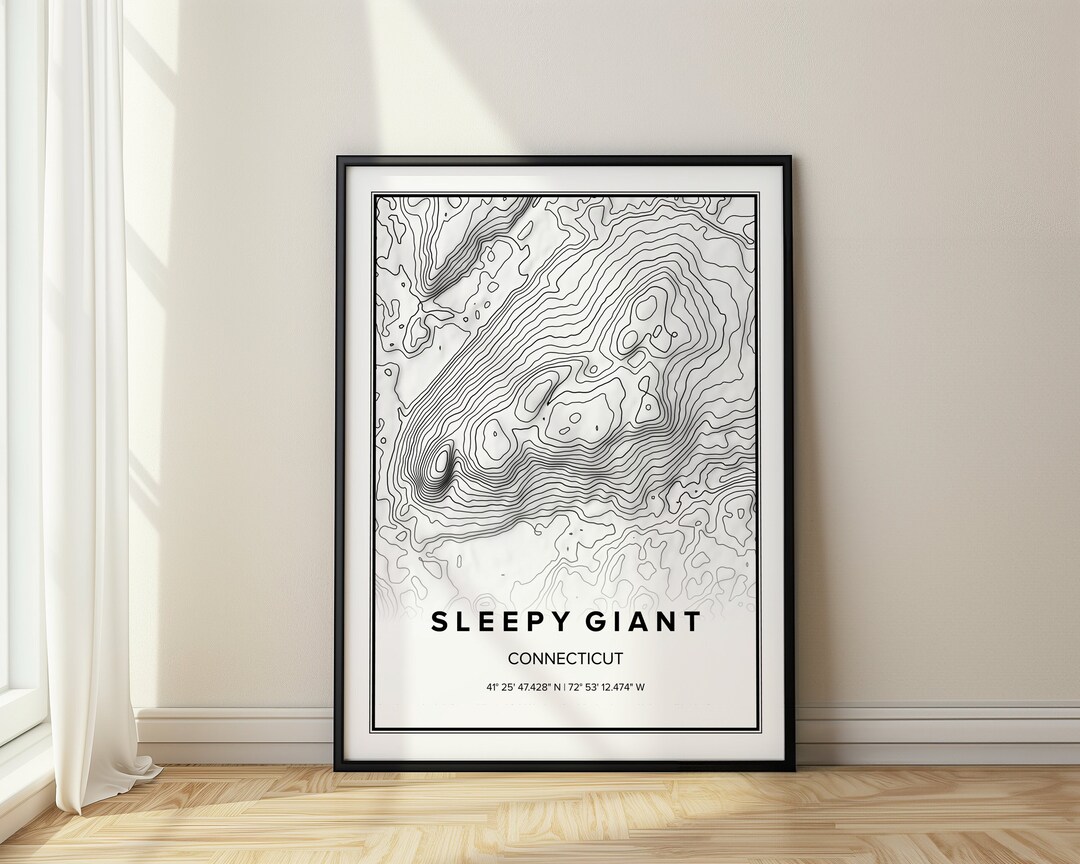 Sleepy Giant Connecticut Topographic Map Mount Carmel Wall Art Map Home ...
