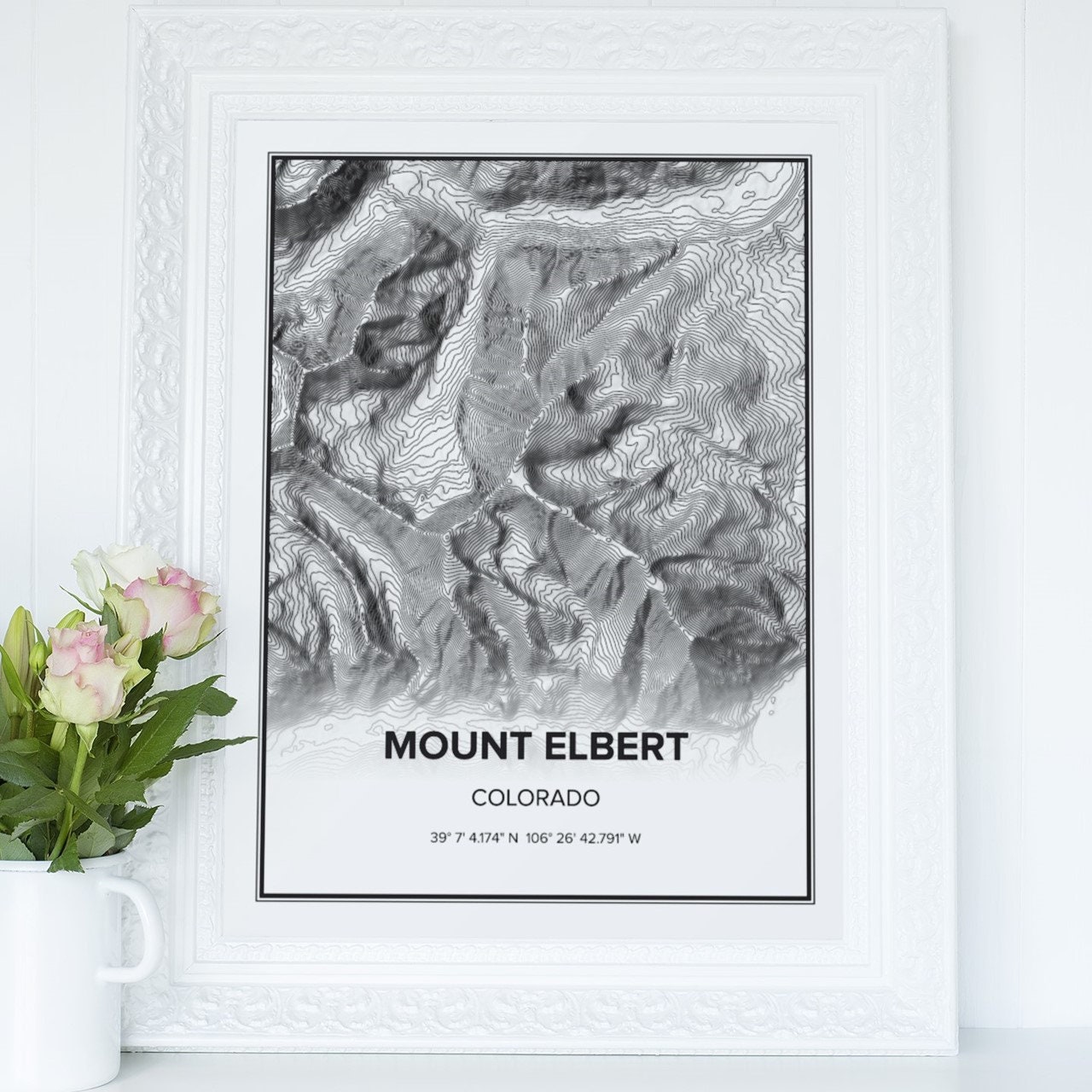 Mount Elbert Colorado Topographic Map Rocky Mountains Wall Art Map Home ...