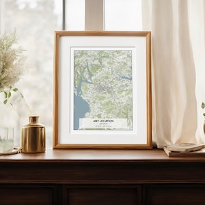 Custom Modern Topo Map for Anywhere in the World, Exclusive Map Art ...
