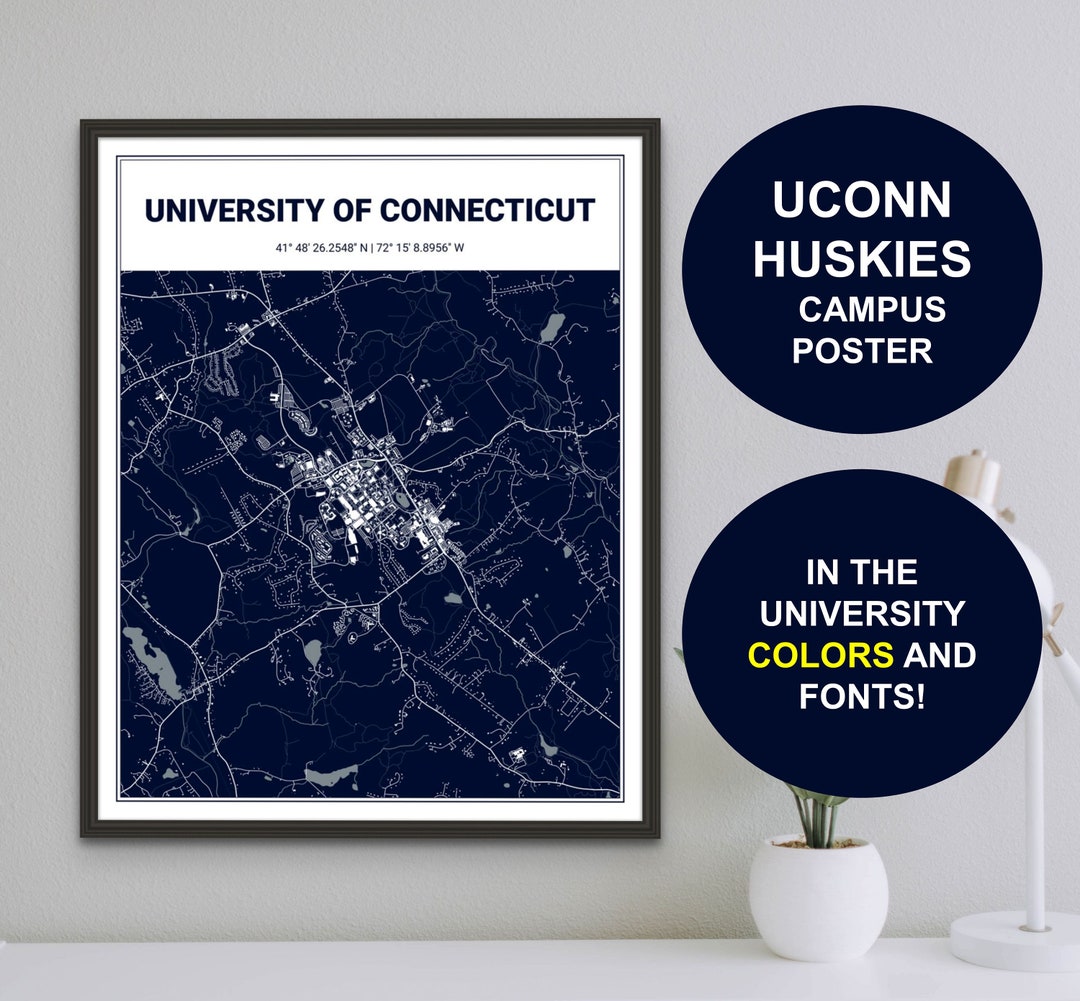 Uconn Campus Poster Uconn Campus Map Digital Print Canvas - Etsy