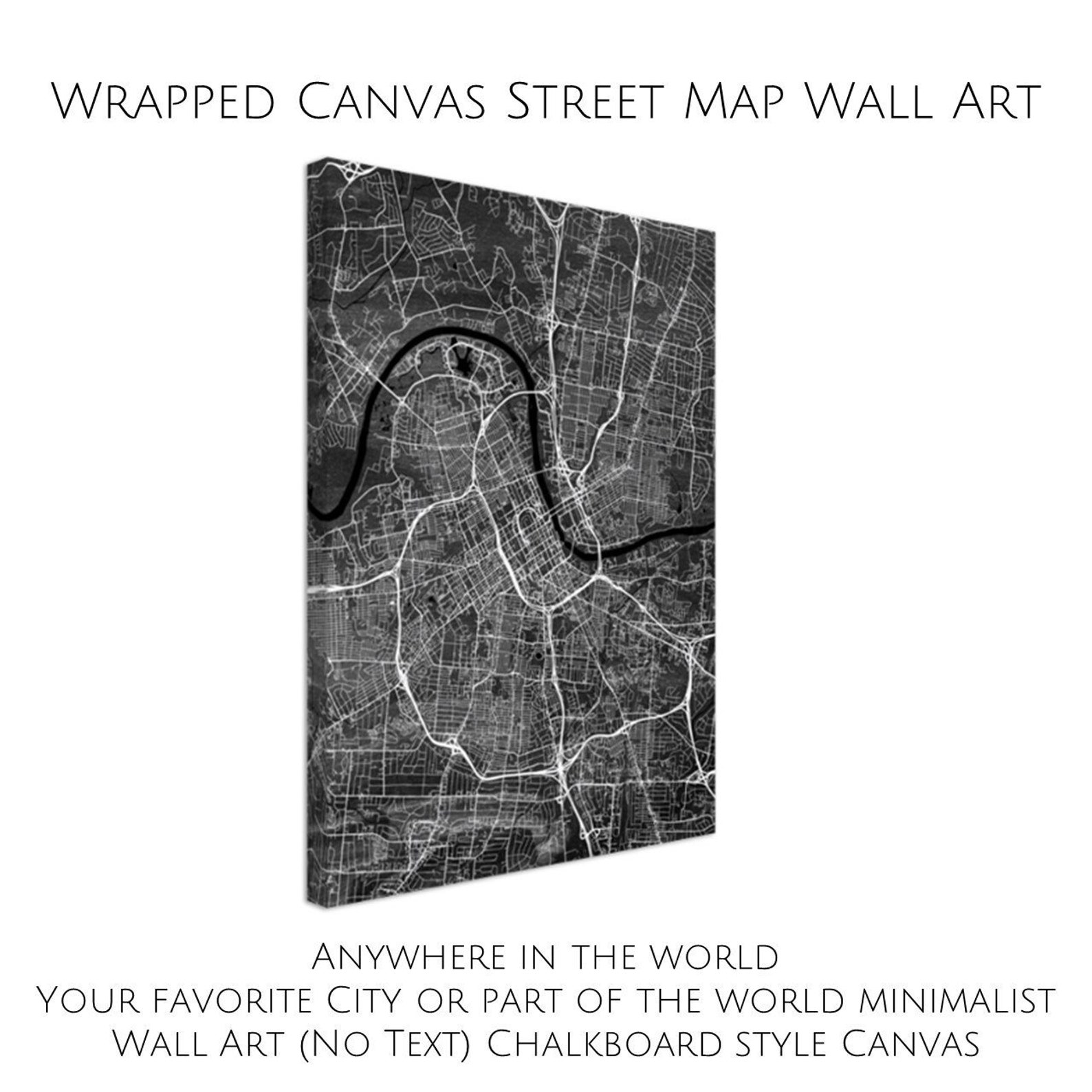 Canvas Street Map of Any City or Place in the World - Etsy