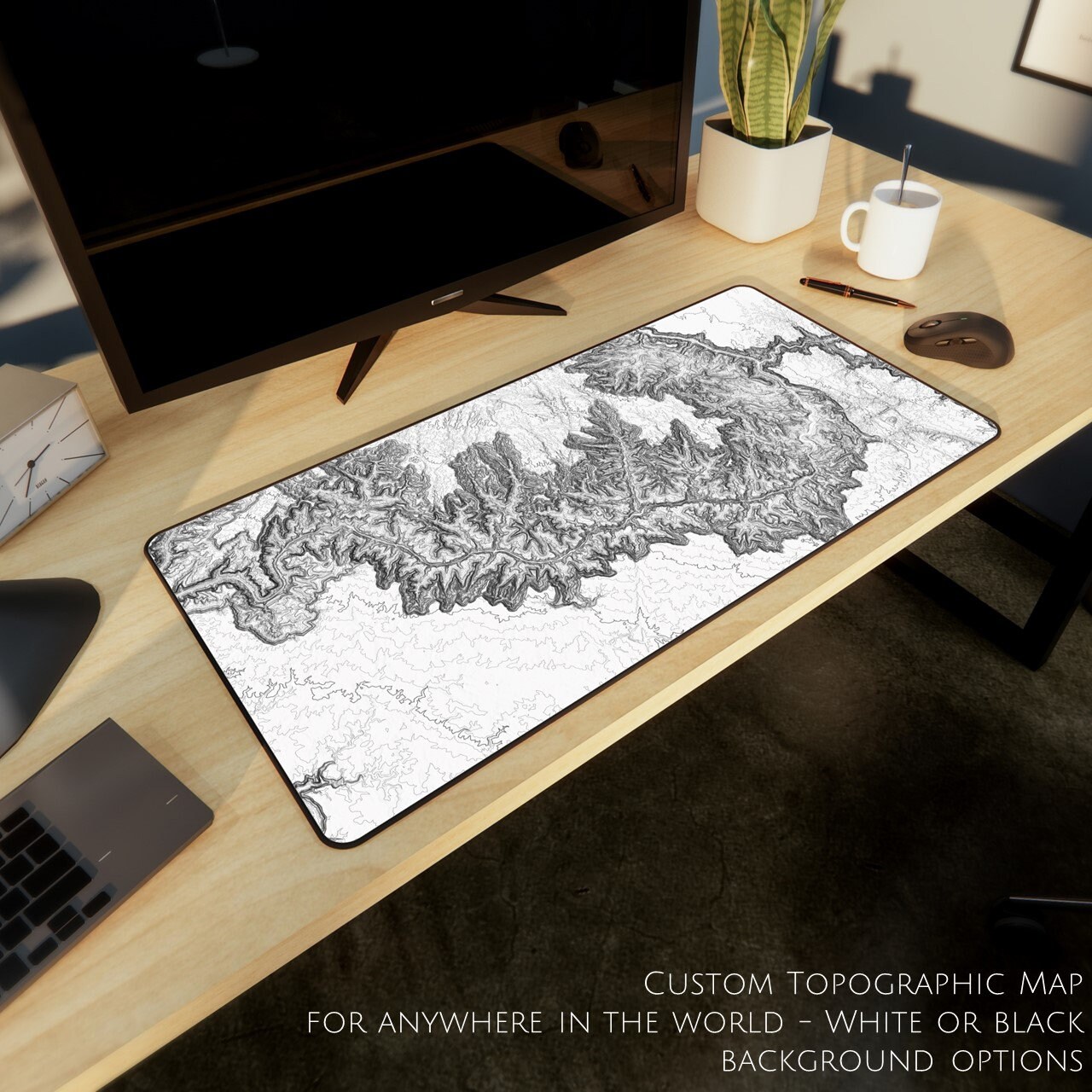 Custom Topographic Desk Mat Mouse Pad for Any Location in the World ...