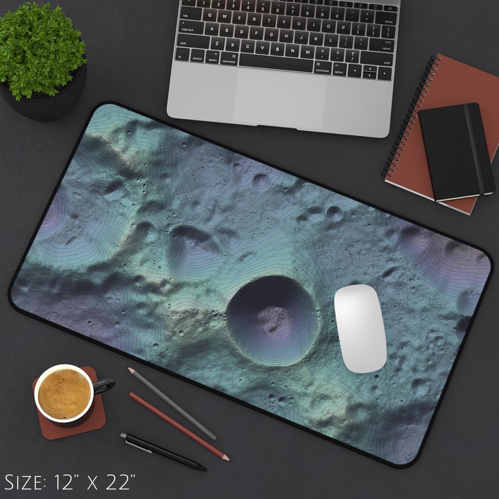 Moon Desk Mat Topographic Map Mouse Pad of the Moon's South Pole ...