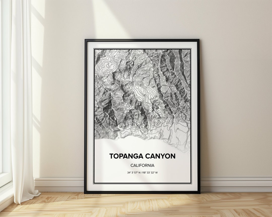 Topanga Canyon California Topographic Map Santa Monica Mountains Wall ...