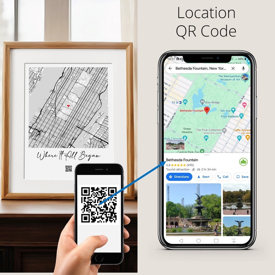 Where It All Began Map With QR Code Location Our First Date Where We ...