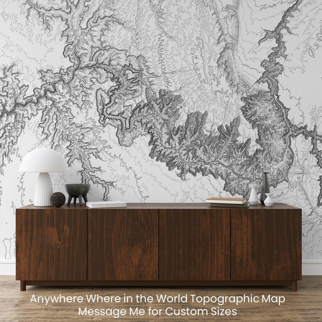 Wall Mural Custom Topographic Wall Peel and Stick Wallpaper Oversized ...