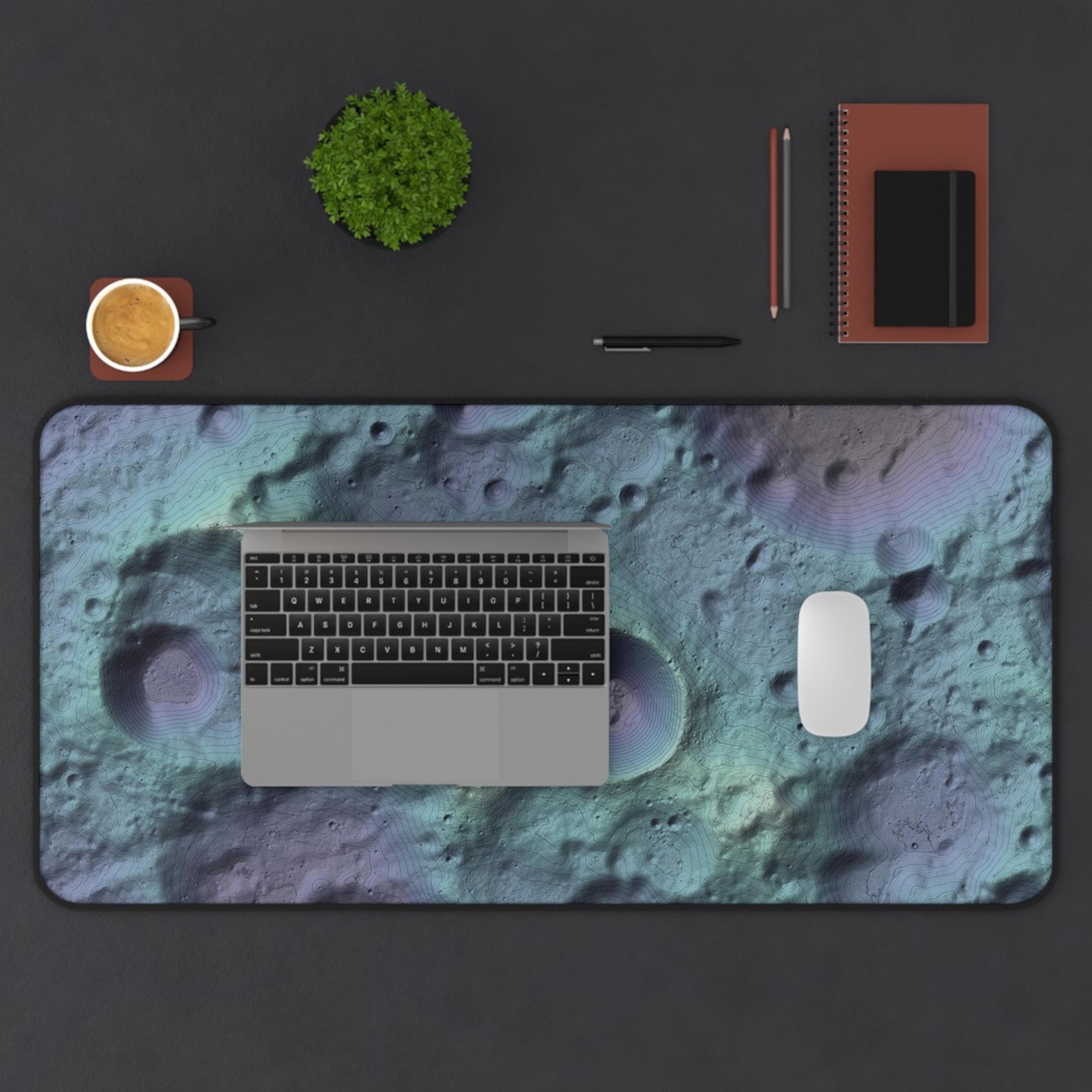 Moon Desk Mat Topographic Map Mouse Pad of the Moon's South Pole ...