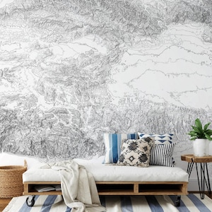 Wall Mural Custom Topographic Wall Peel and Stick Wallpaper Oversized ...