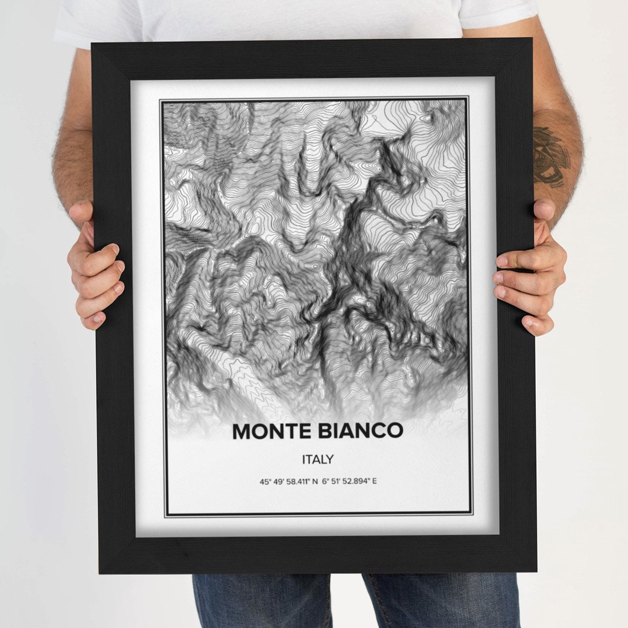 Monte Bianco Italy Topographic Map Italy's Highest Peak Italian Alps ...
