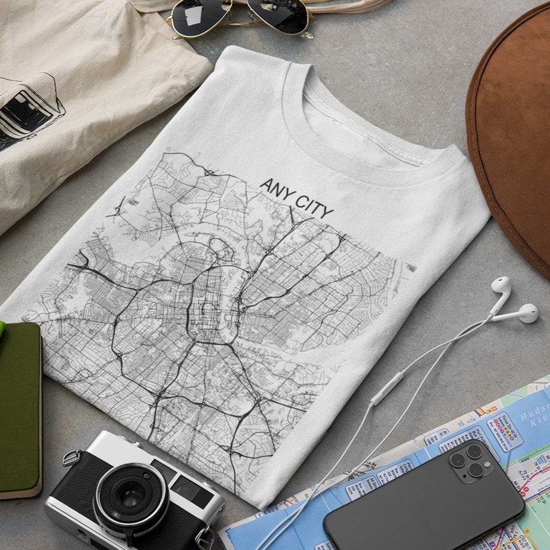 Custom City Street Tshirt Any Location With Coordinates Hiking Tee of ...