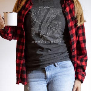 Custom City Street Tshirt Any Location With Coordinates Hiking Tee of ...