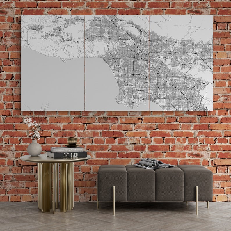 3 Panel Map of Any City Street Map Wall Art Home Office Decor - Etsy