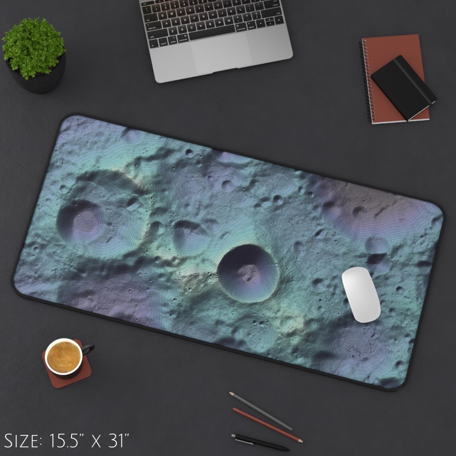 Moon Desk Mat Topographic Map Mouse Pad of the Moon's South Pole ...