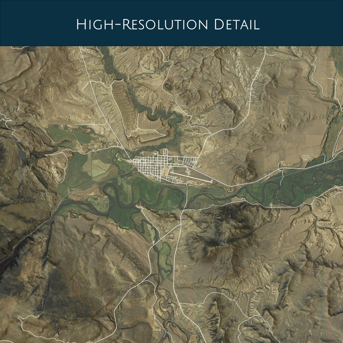 Custom Satellite Map With Enhanced Terrain and Roads for Anywhere in ...