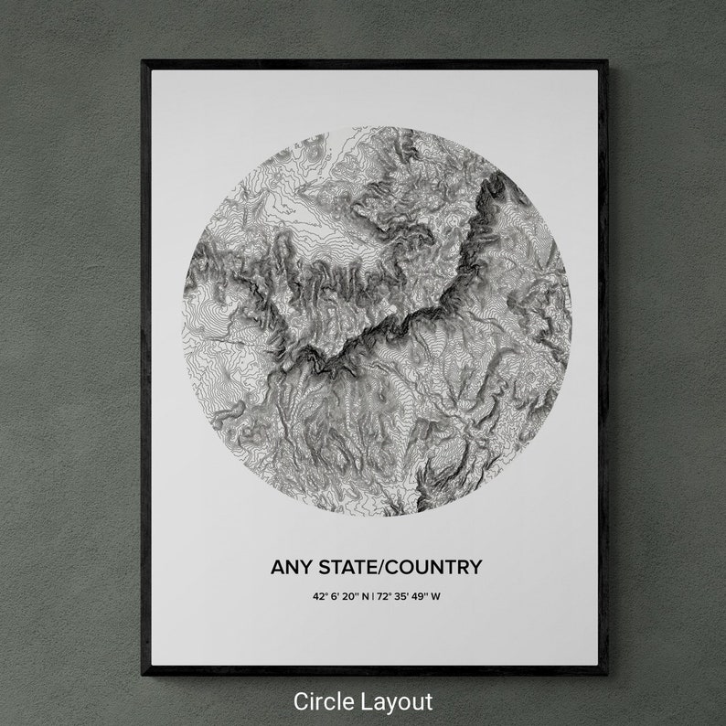 Custom Topographic Map of Anywhere in the World Wall Art - Etsy