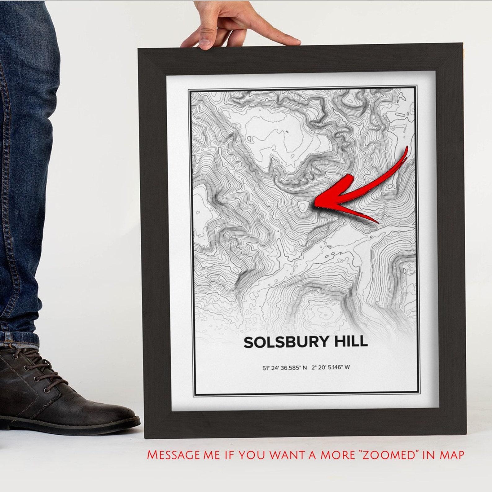 Peter Gabriel's Solsbury Hill Topographic Map Wall Art Map Home Office ...