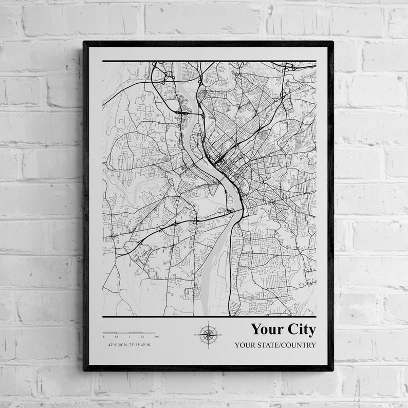 Map of Any City Town Favorite Place Custom Map Any City Any - Etsy