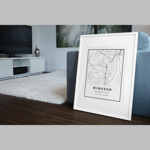 Windsor Connecticut City Street Wall Art Map Windsor Minimalist Map ...