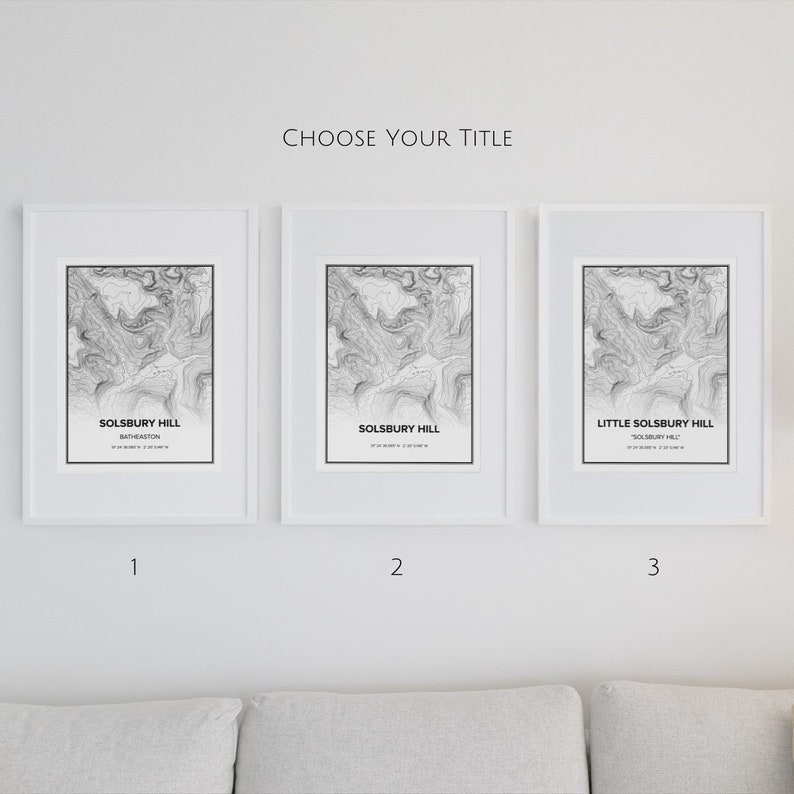 Peter Gabriel's Solsbury Hill Topographic Map Wall Art Map Home Office ...