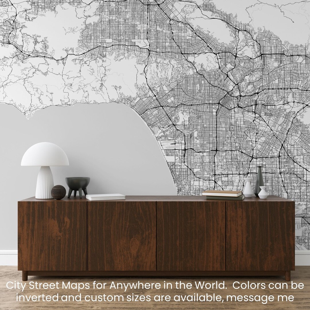 City Street Wallpaper Maps Peel and Stick Wall Murals Large Map of Any ...