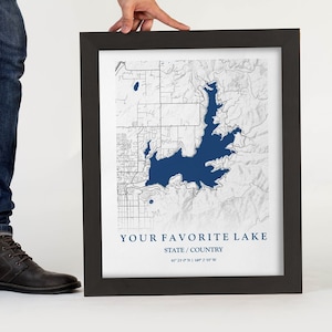 Custom Lake Map Print Lake Map Wall Art Custom Lake Decor Map of Lake ...