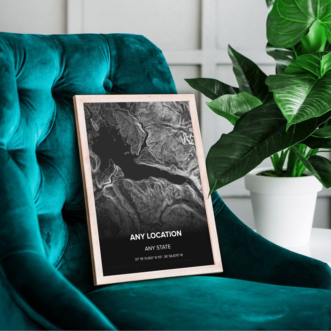 Custom Topographic Map In Black Of Anywhere In The World Wall Art Hiking Map T Idea For Home 