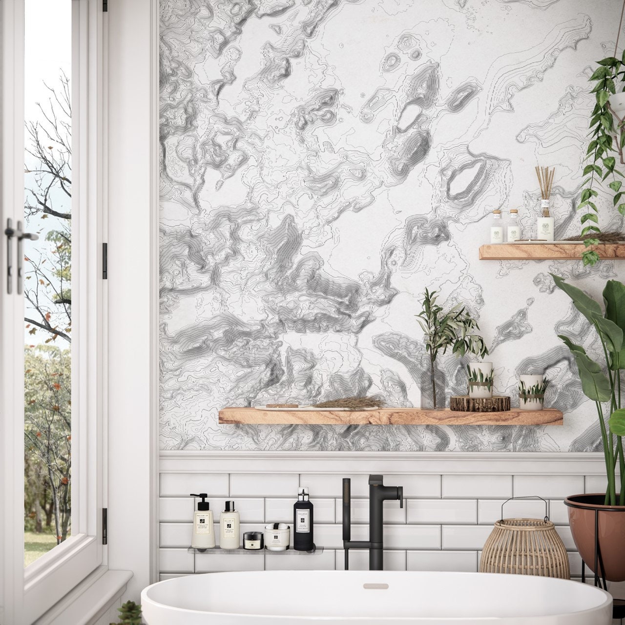 Wall Mural Custom Topographic Wall Peel and Stick Wallpaper Oversized ...