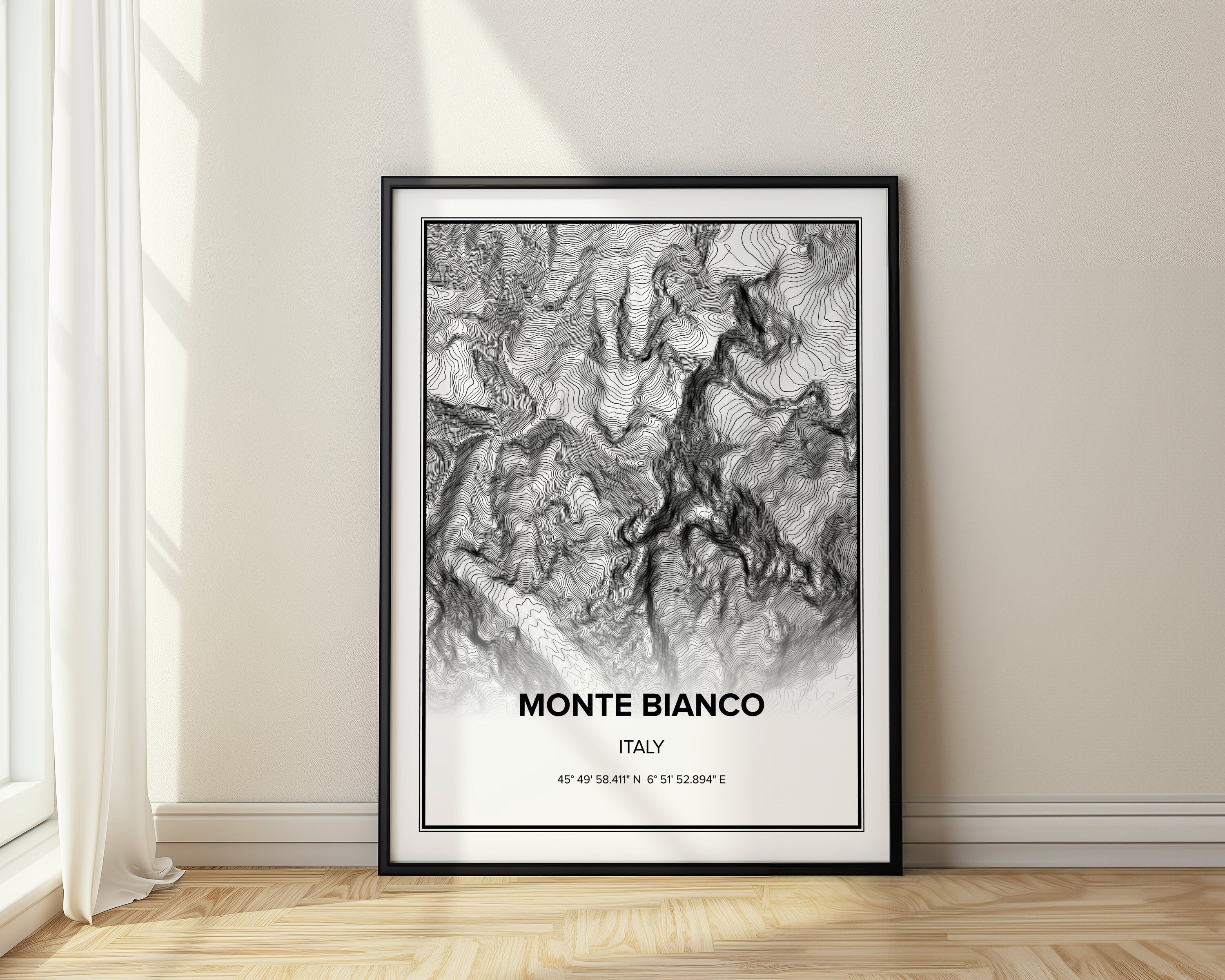 Monte Bianco Italy Topographic Map Italy's Highest Peak Italian Alps ...