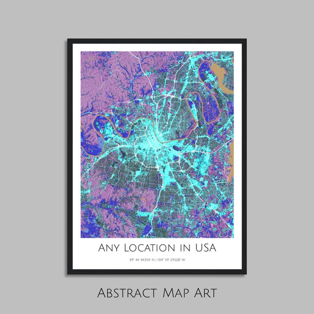 Custom Abstract Map Art for Any Location in USA Colorful Map - Etsy