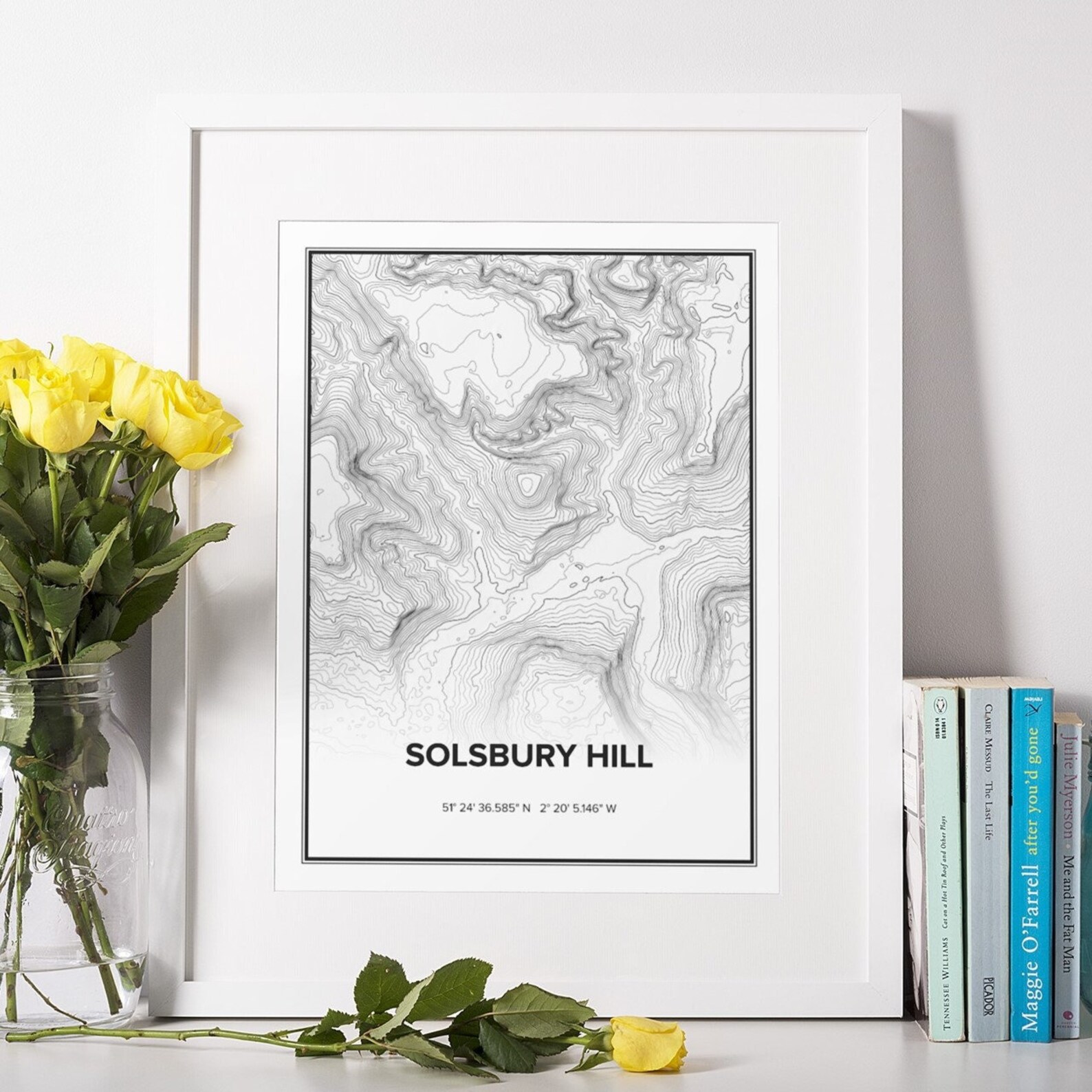 Peter Gabriel's Solsbury Hill Topographic Map Wall Art Map Home Office ...