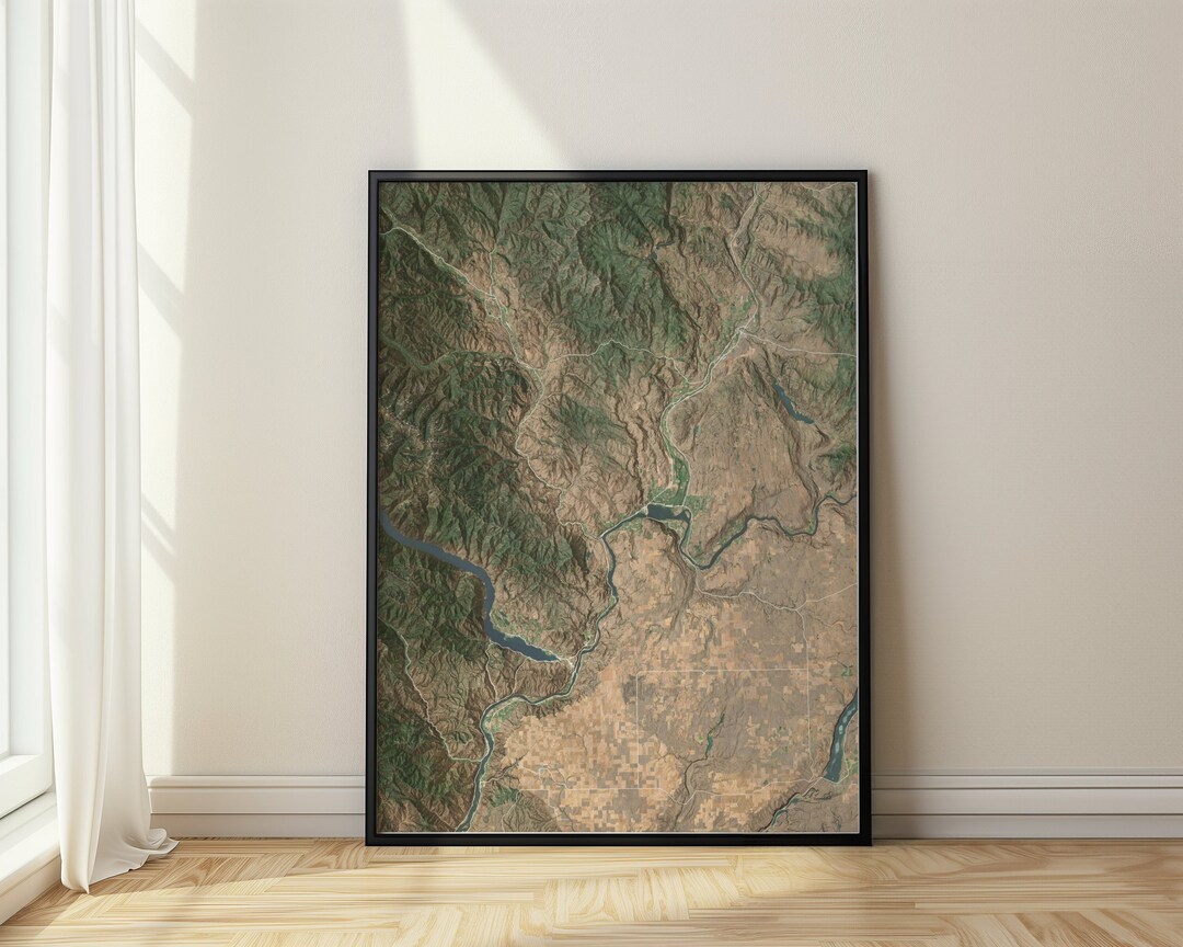 Custom Satellite Map With Enhanced Terrain and Roads for Anywhere in ...