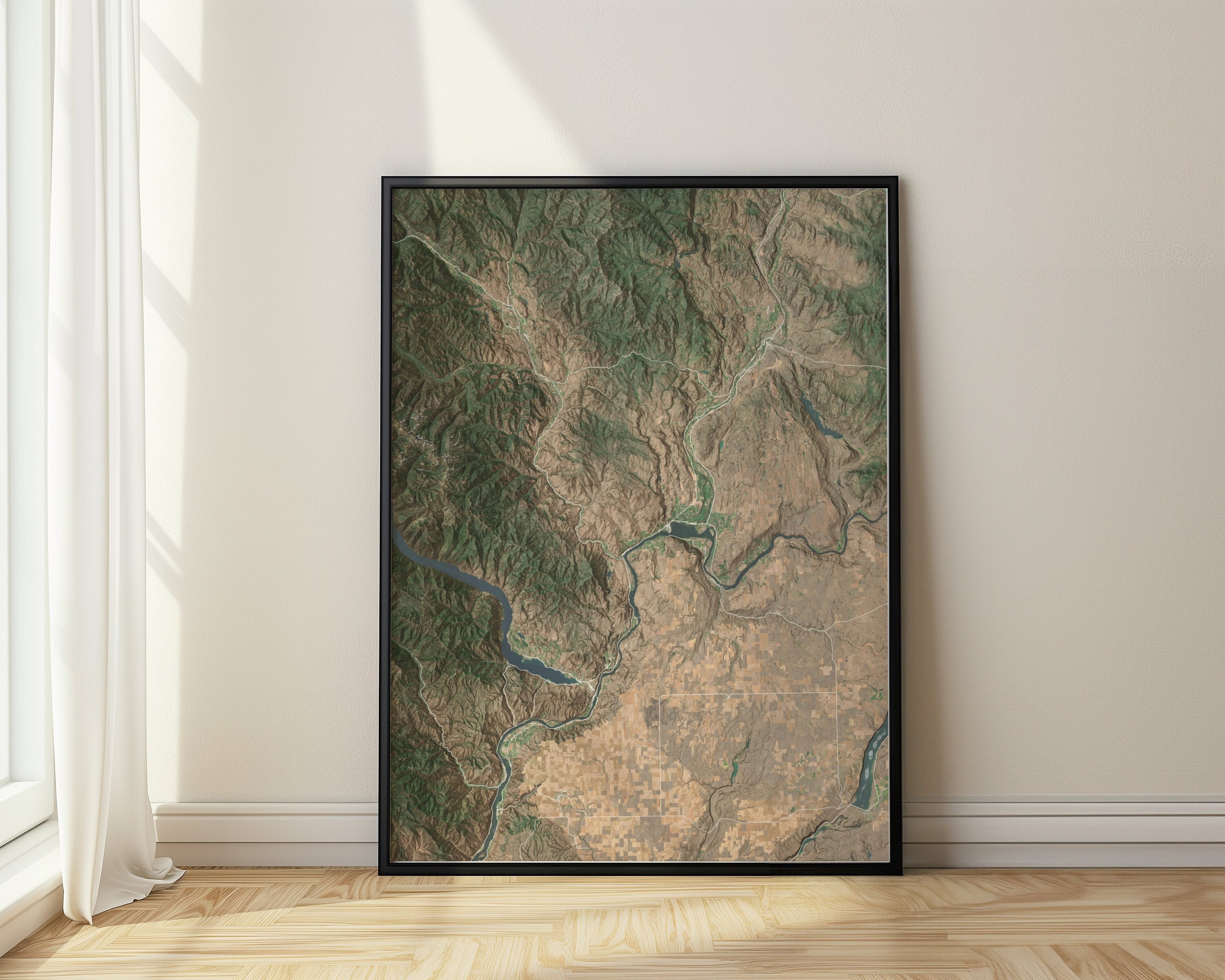 Custom Satellite Map With Enhanced Terrain and Roads for Anywhere in ...
