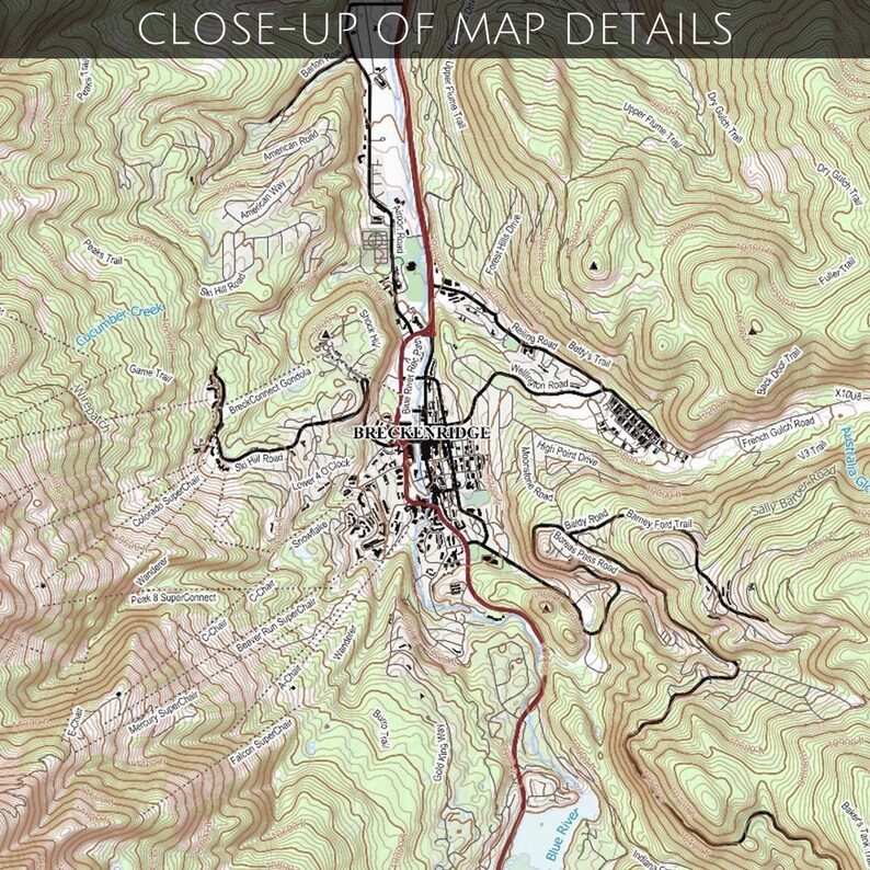 Breckenridge Colorado Topo Map in the Style of USGS Topo Maps, Rocky ...