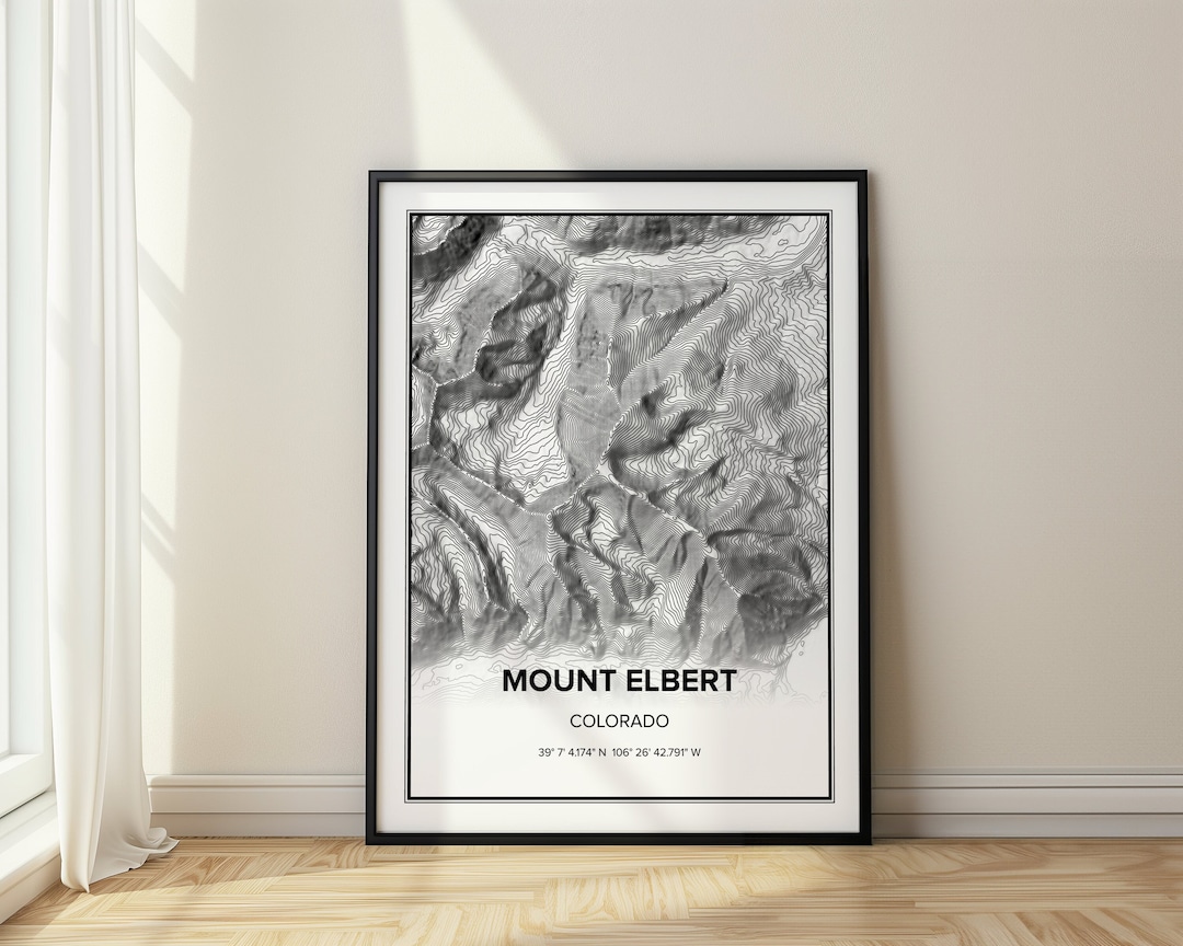 Mount Elbert Colorado Topographic Map Rocky Mountains Wall Art Map Home ...