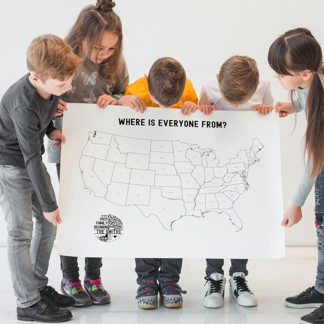 Custom Family Reunion Map, Family Location Map for Family Reunions ...