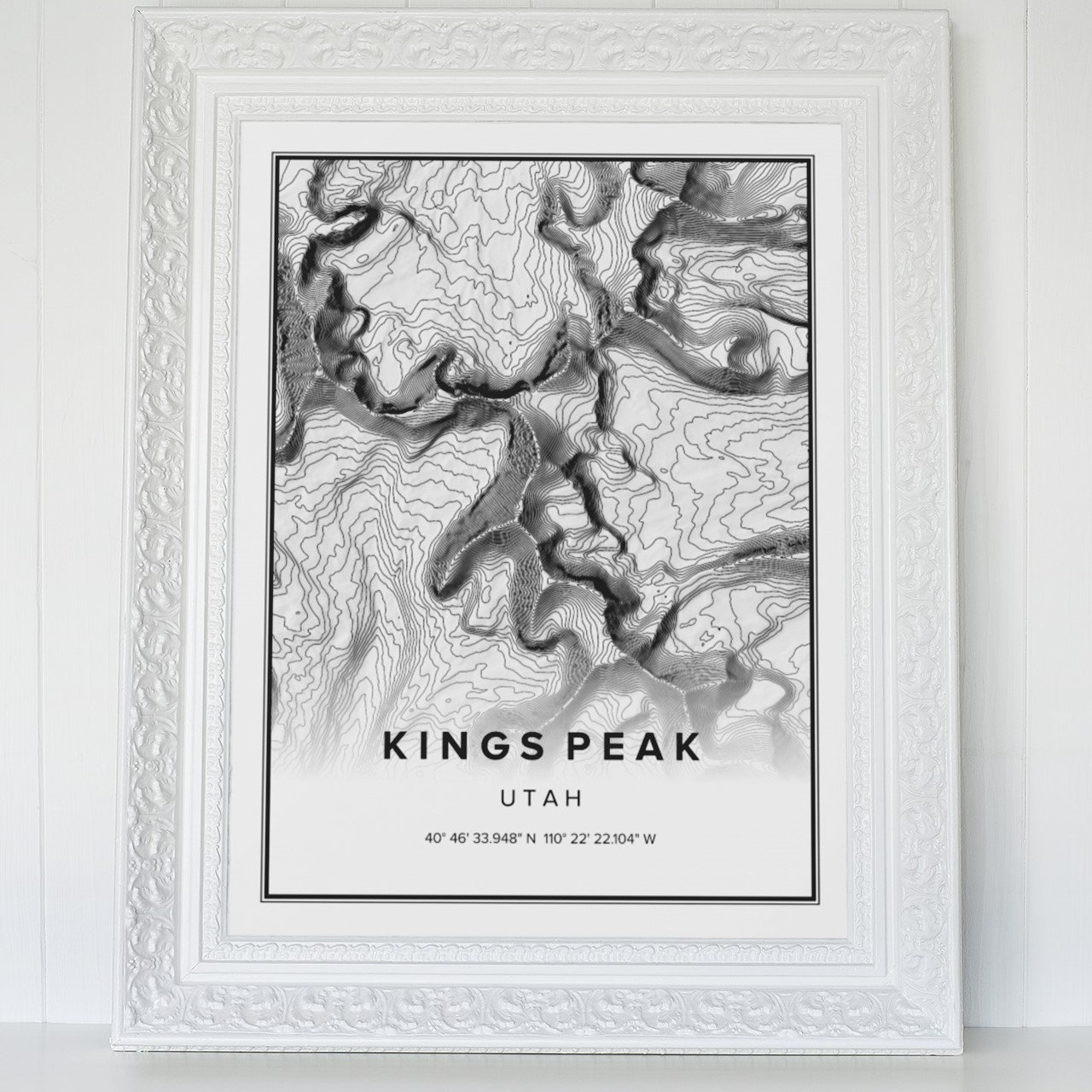 Kings Peak Utah Topographic Map Uinta Mountains Wall Art Map Home Office Decor Minimalist Topo ...