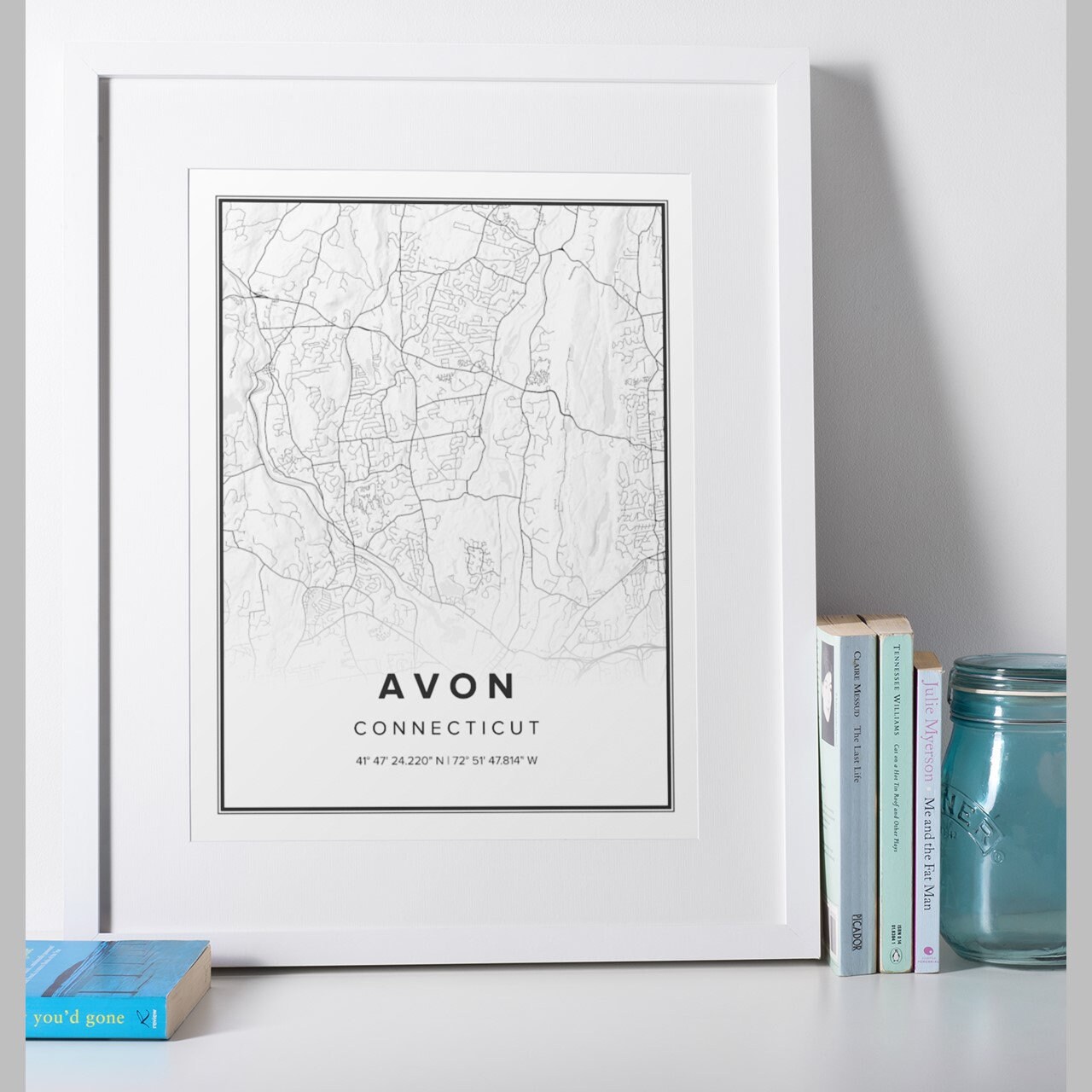 Avon Connecticut Town Street Wall Art Map Avon Minimalist Map - Etsy