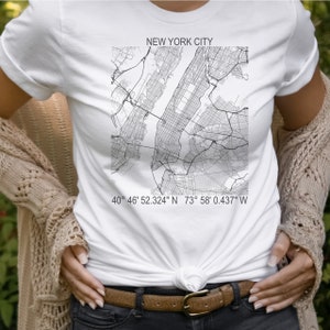 Custom City Street Tshirt Any Location With Coordinates Hiking Tee of ...