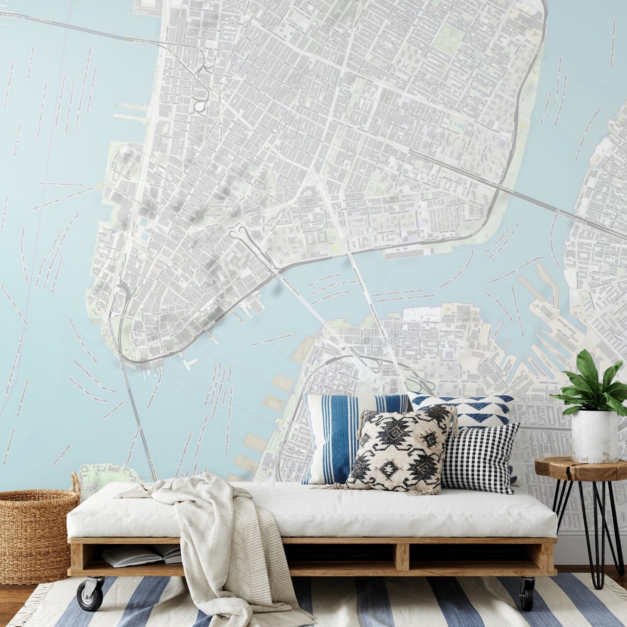 Wall Mural Custom Map Peel and Stick Wallpaper Oversized Map Pastel ...