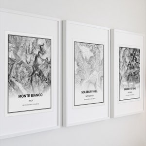 Monte Bianco Italy Topographic Map Italy's Highest Peak Italian Alps ...