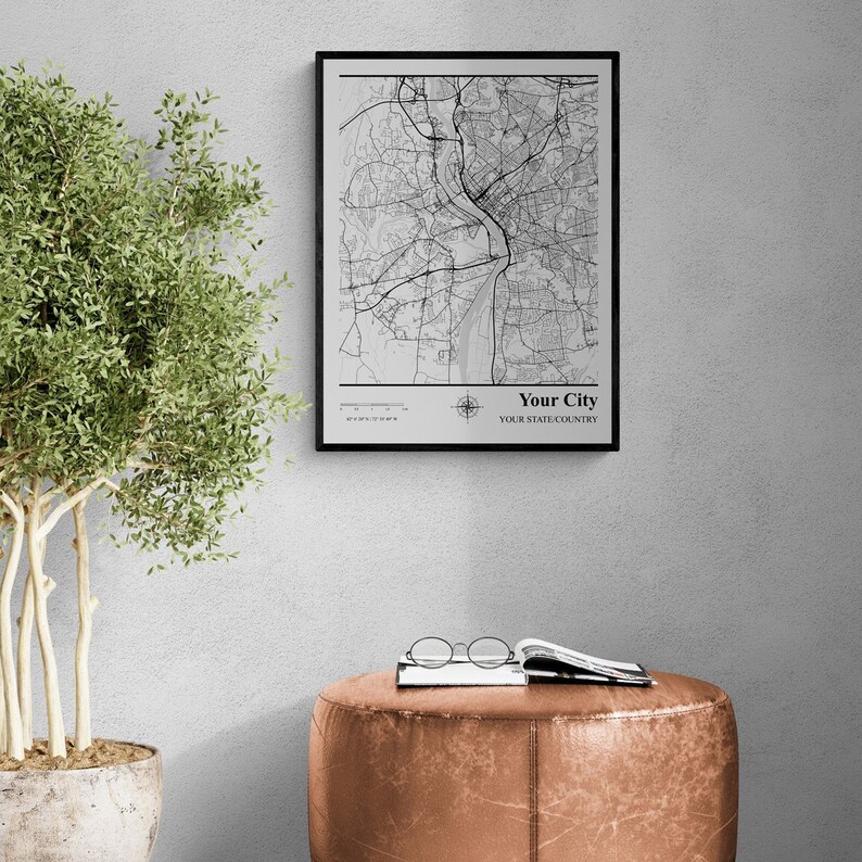 Map of Any City Town Favorite Place Custom Map Any City Any - Etsy