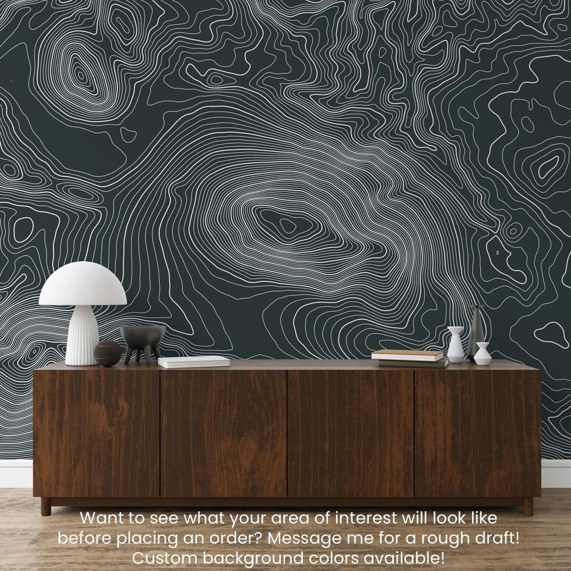 Wall Mural Custom Topographic Wall Peel and Stick Wallpaper Oversized ...