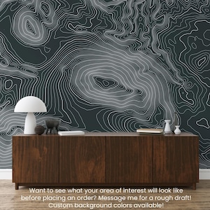 Wall Mural Custom Topographic Wall Peel and Stick Wallpaper Oversized ...