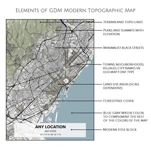 Custom Modern Topo Map for Anywhere in the World, Exclusive Map Art ...