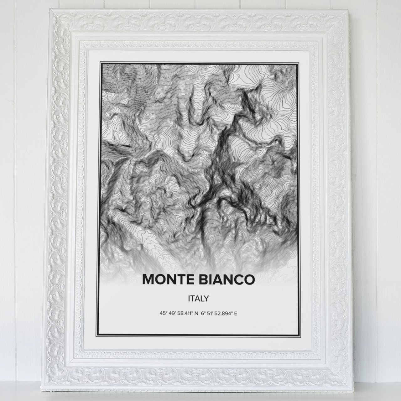 Monte Bianco Italy Topographic Map Italy's Highest Peak Italian Alps ...