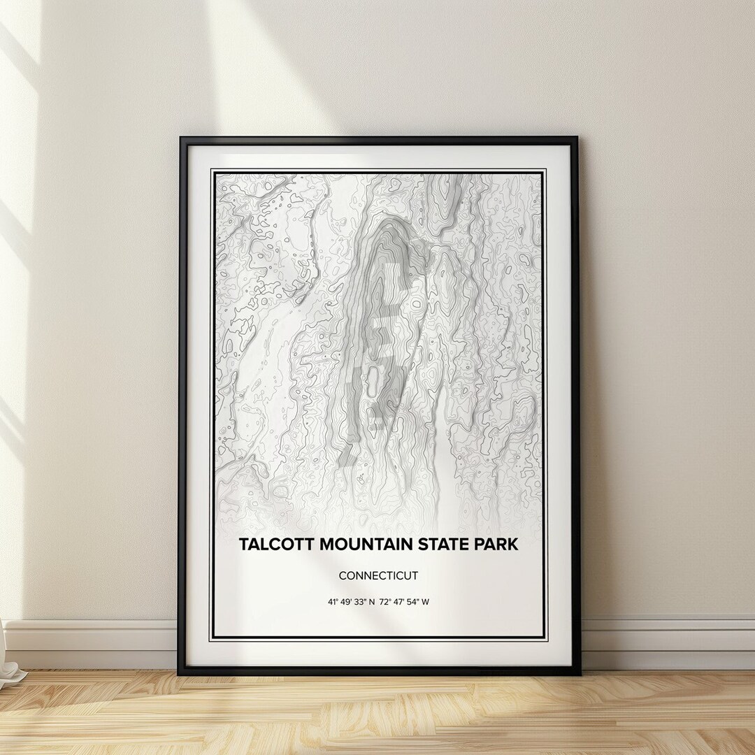 Talcott Mountain State Park Topographic Map Connecticut Wall Art Map ...