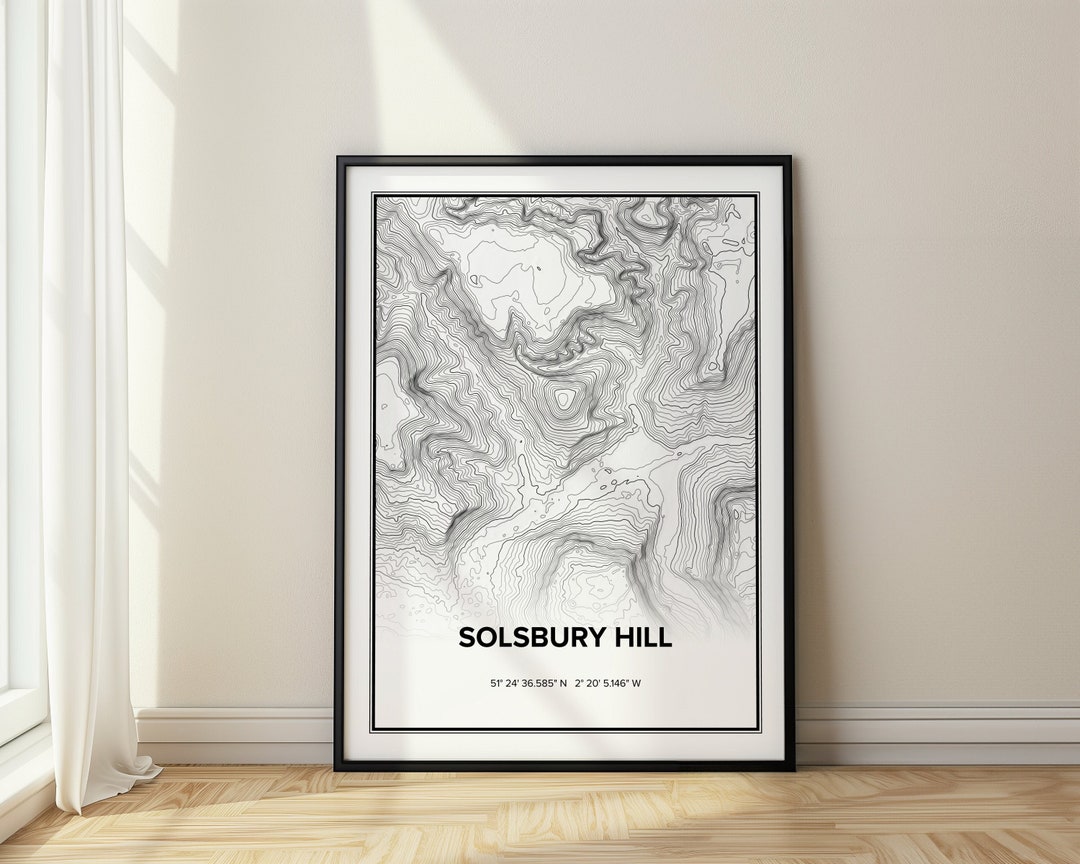 Peter Gabriel's Solsbury Hill Topographic Map Wall Art Map Home Office ...